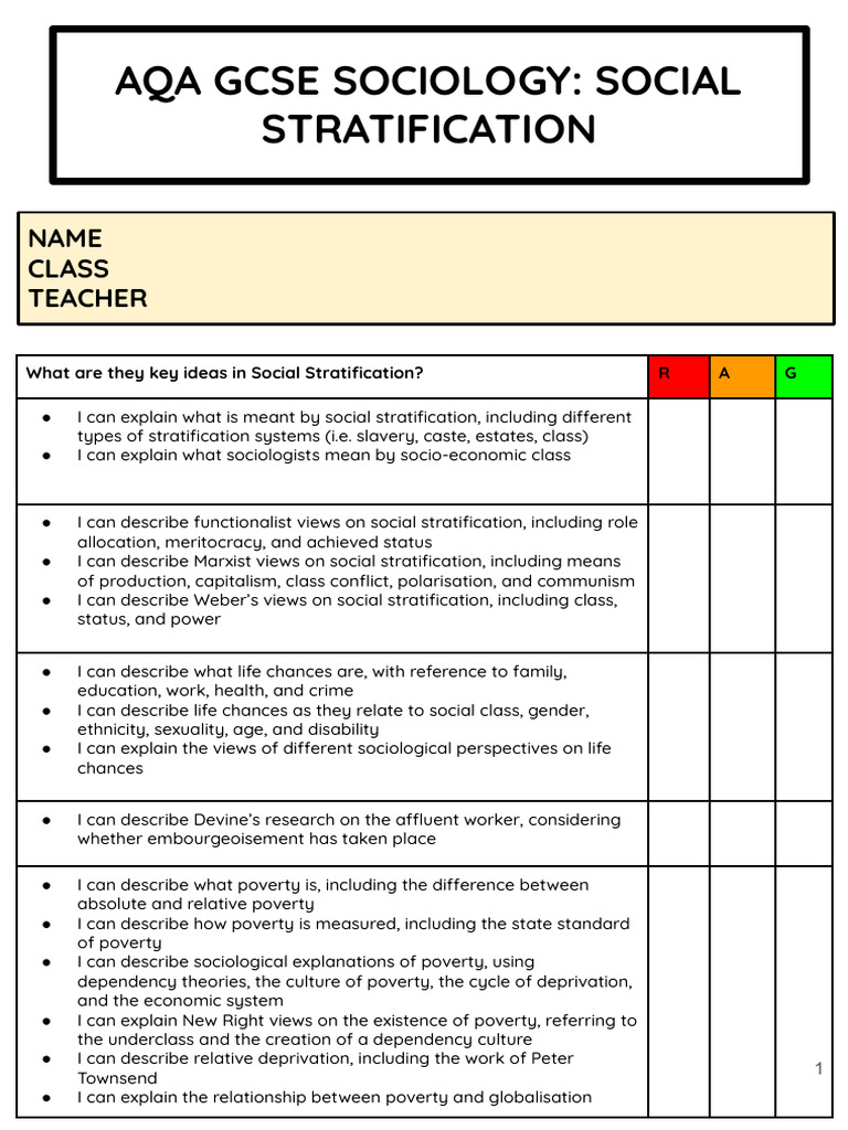 Gcse Soc - Social Stratification Booklet | PDF | Social Stratification ...
