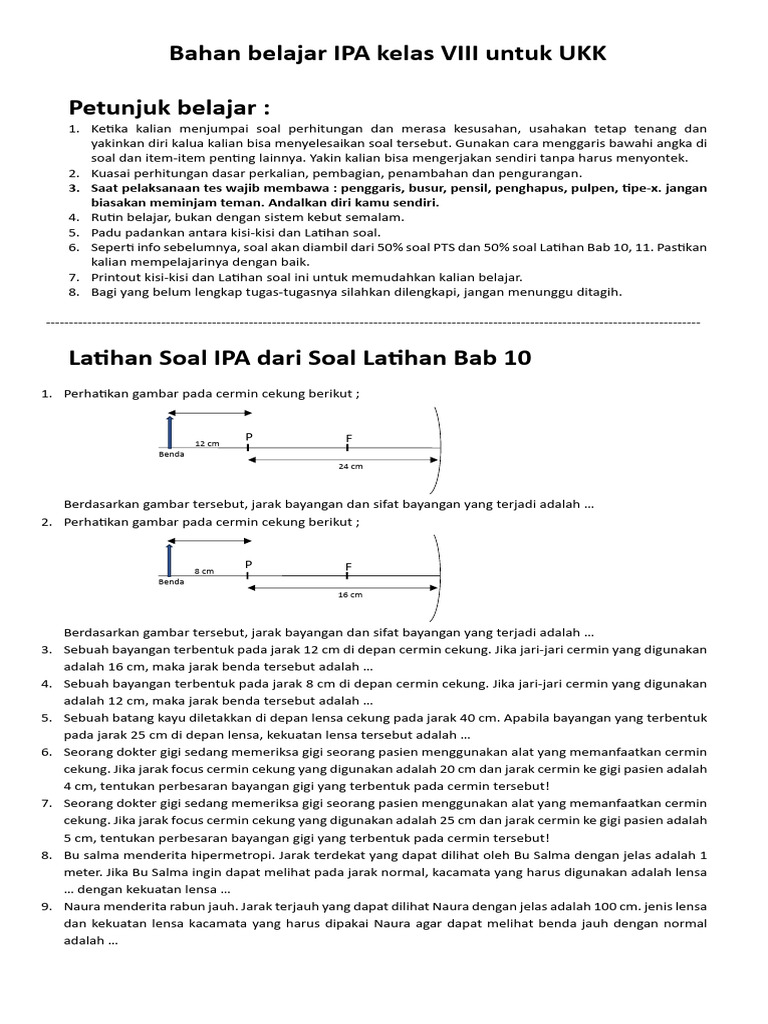 Latihan Soal UKK IPA Kelas 8 2025 | PDF