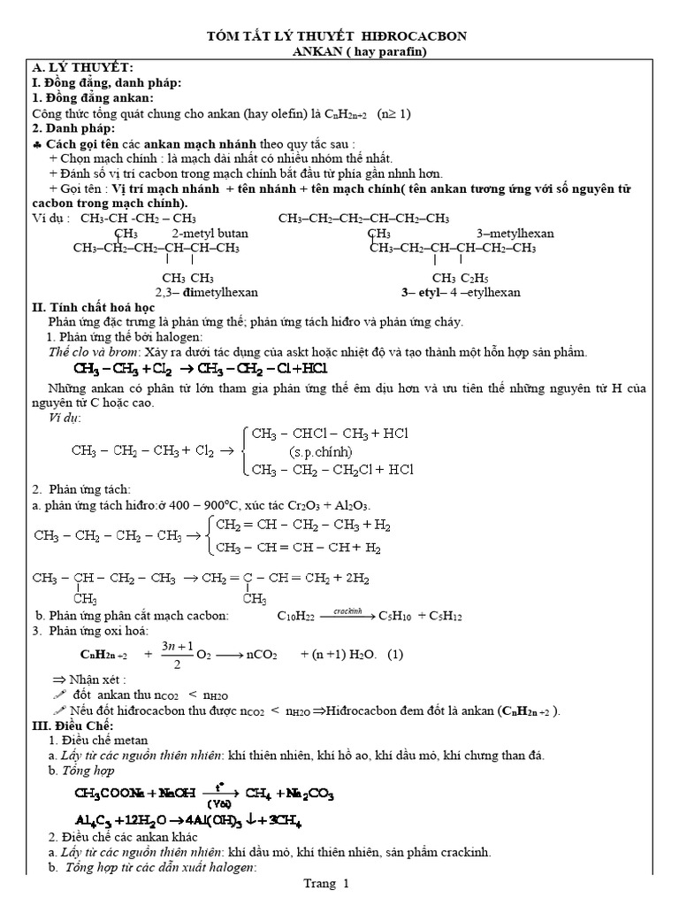 Lý Thuyết Hidrocacbon | PDF