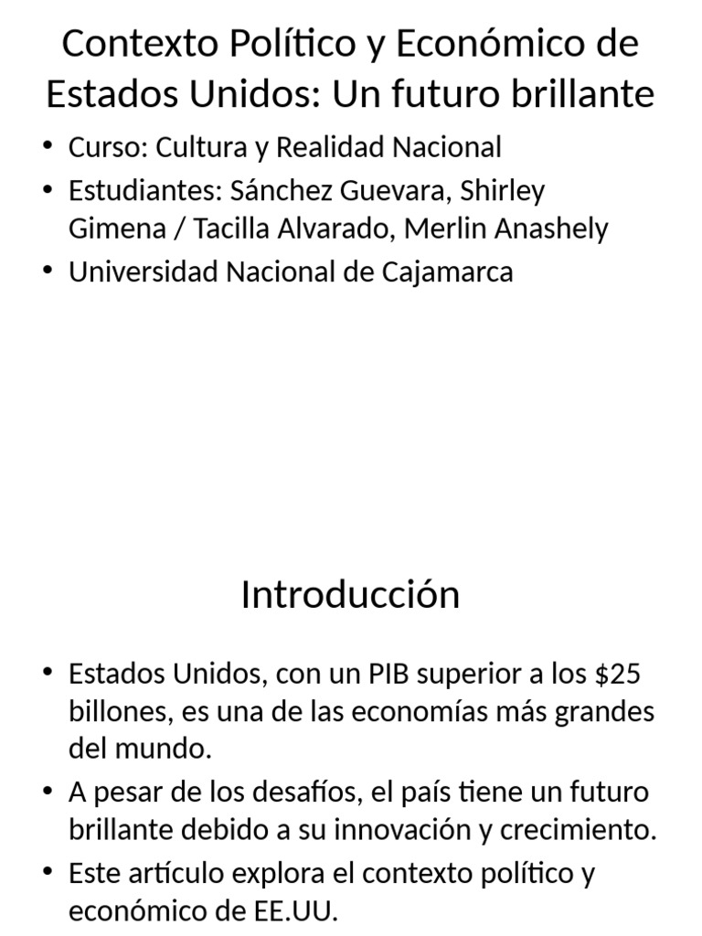 Presentación EEUU Política y Economía | PDF