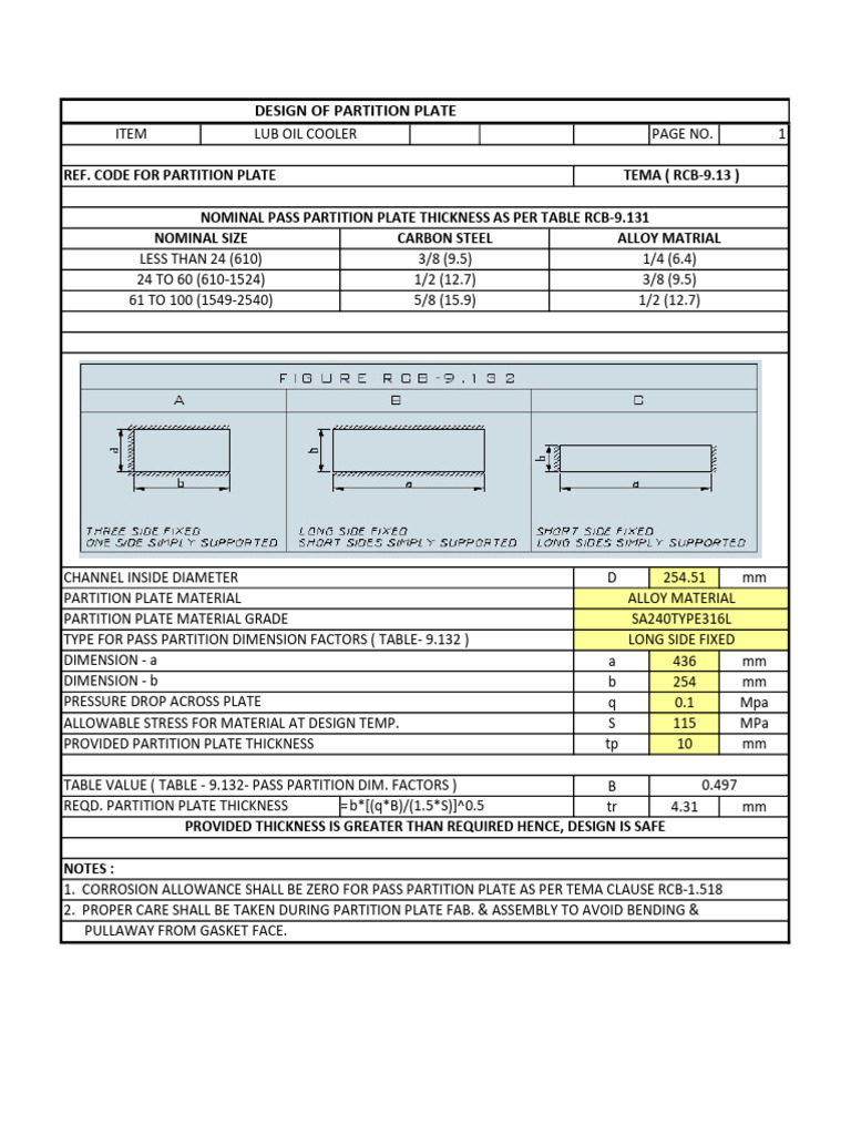 Partition Plate Calculation | PDF