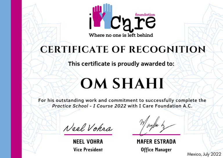 ICF Certificate - Om Shahi | PDF