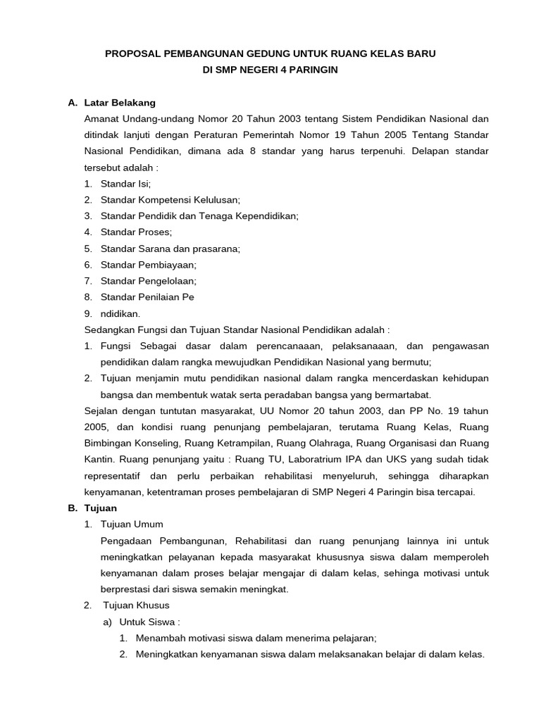 Proposal Ruang Kelas Baru | PDF