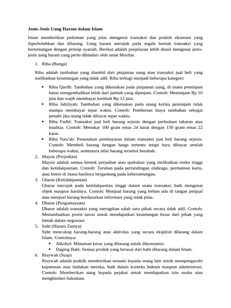Jenis Uang Haram dalam Islam | PDF