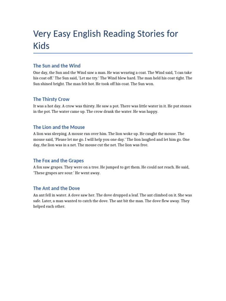 Easy English Stories for Kids | PDF
