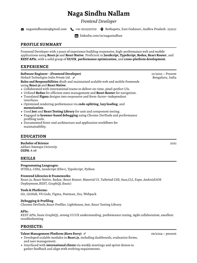 Naga Sindhu Nallam Resume 3 Year | PDF | Systems Architecture | Web Development