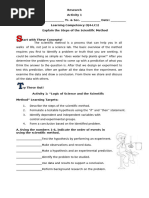 Answer Key Scientific Method Matching Activity | PDF