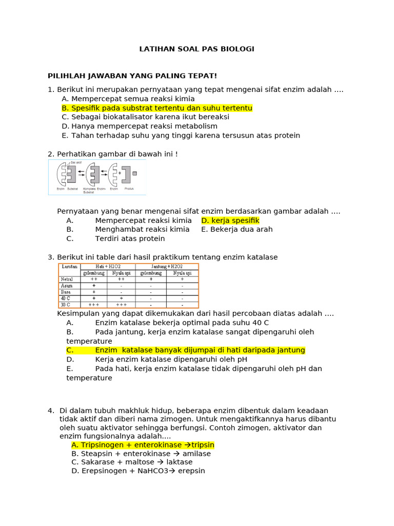 Latihan Soal Pas Biologi Ok | PDF