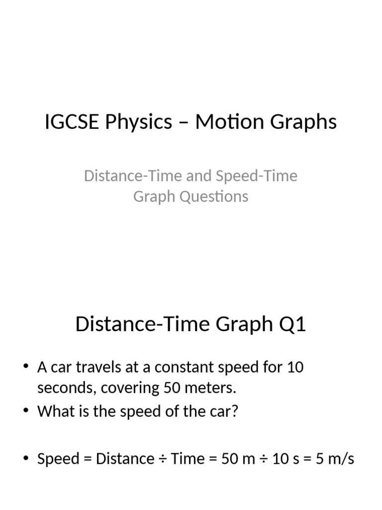 IGCSE Physics Motion Graph Questions | PDF