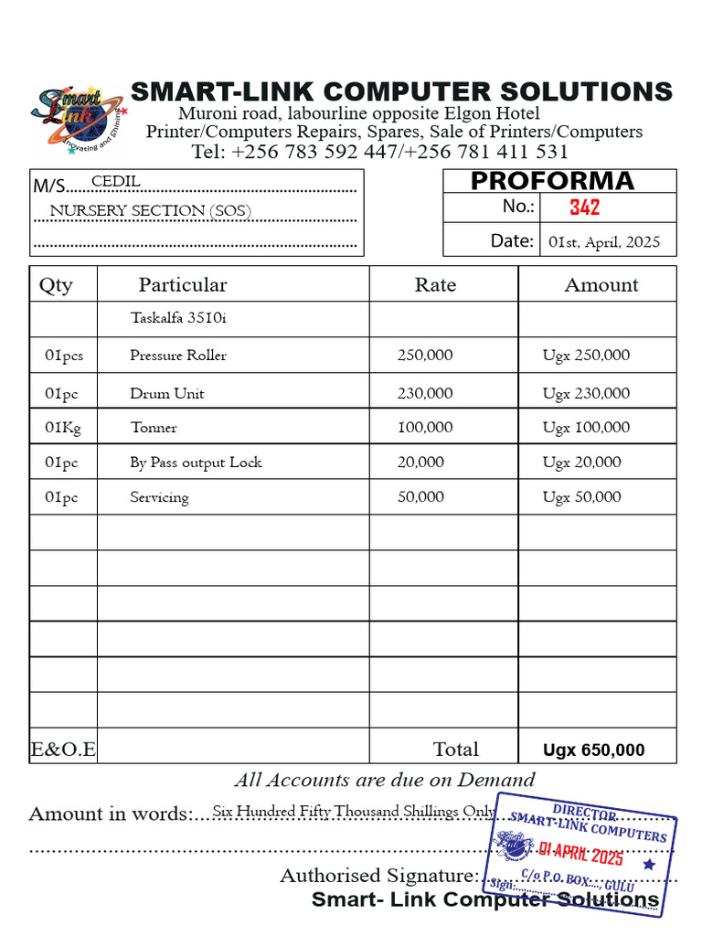 Smart Link Proforma Invoice Cedil | PDF | Currency | Foreign Exchange ...