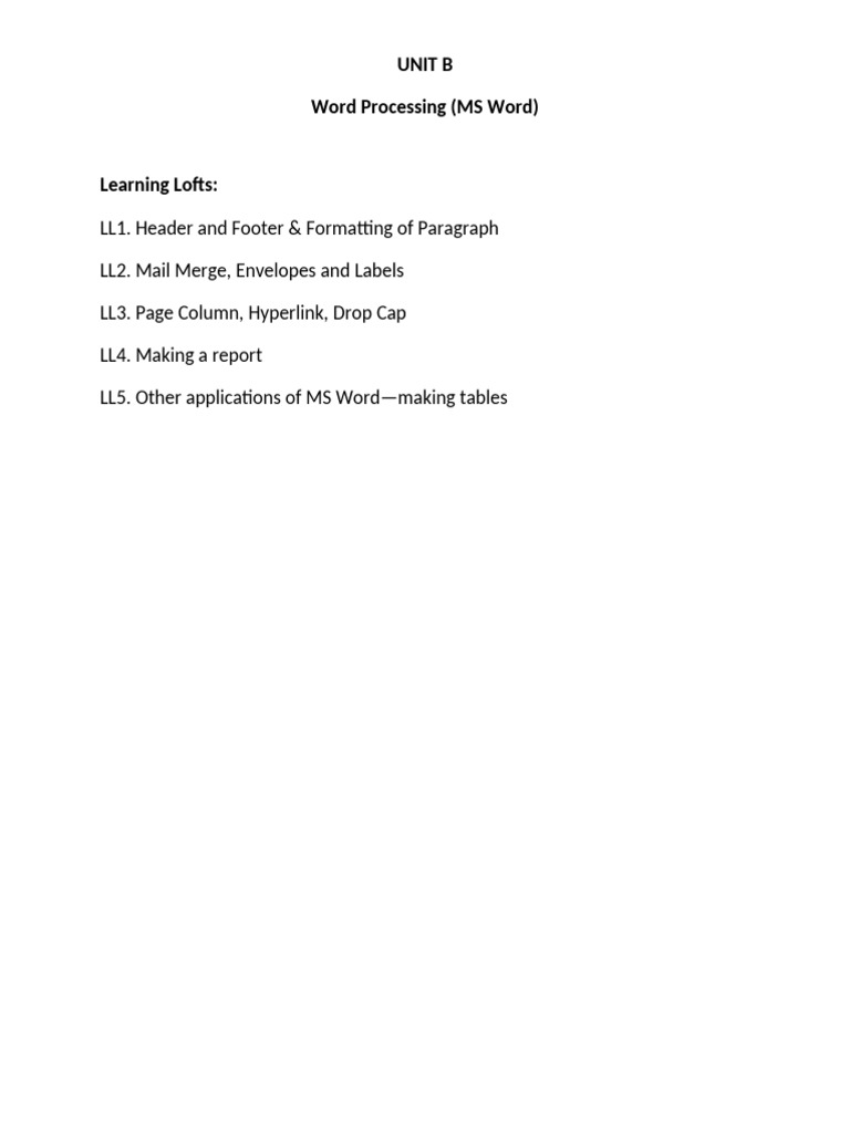 Surendra Class 6 Unit B LL1 & LL2 HALF | PDF | Paragraph | Microsoft Word