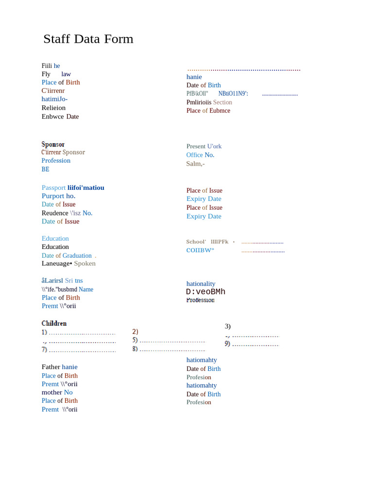 SSMC Employee Data Form | PDF