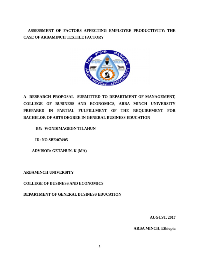 Affect Employee Productivity in Arba Minch Textile Factory. | PDF | Job ...