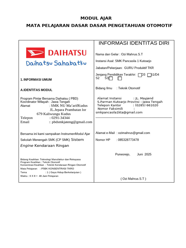 Template Modul Ajar | PDF