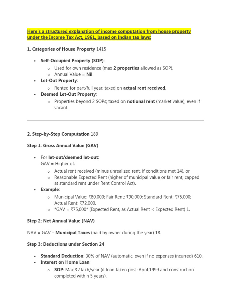Income Tax on House Property Explained | PDF | Money | Taxation
