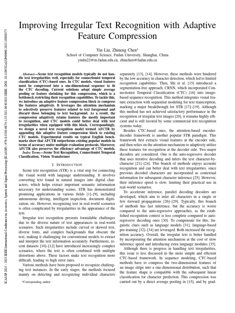Improving Irregular Text Recognition With Adaptive Feature Compression | PDF | Data Compression ...
