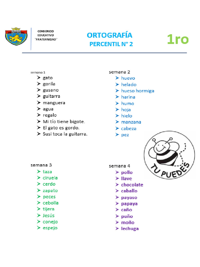 Ortografía y vocabulario 1er grado | PDF