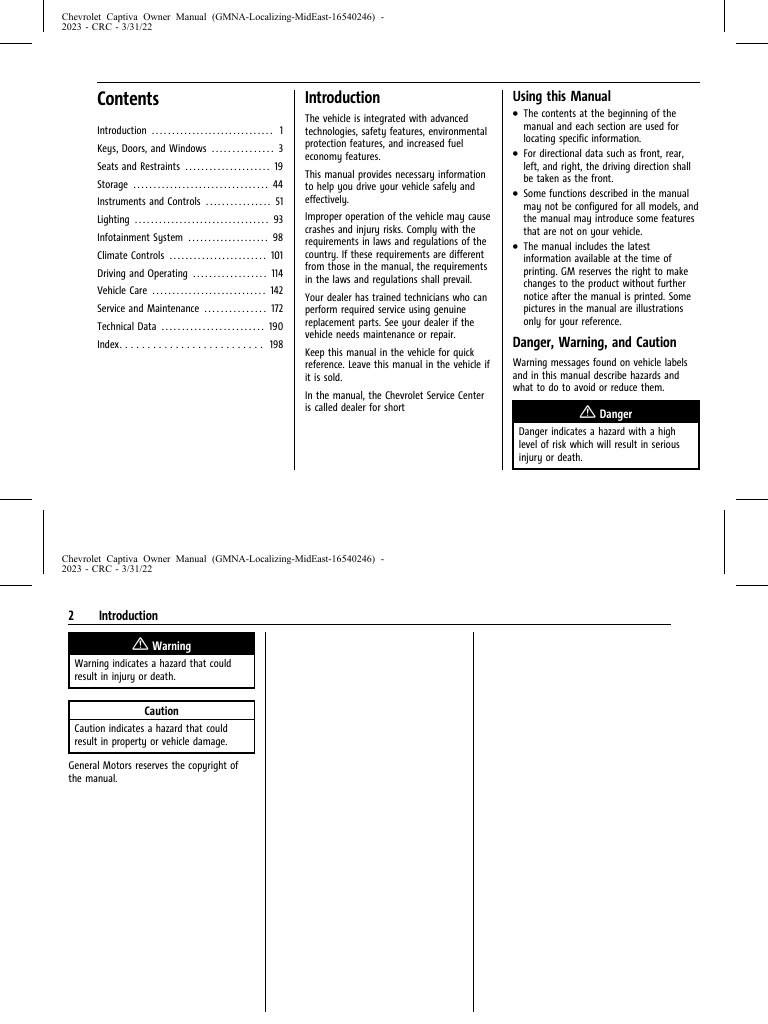 2023 Chevrolet Captiva Owner S Manual | PDF | Automotive Technologies ...