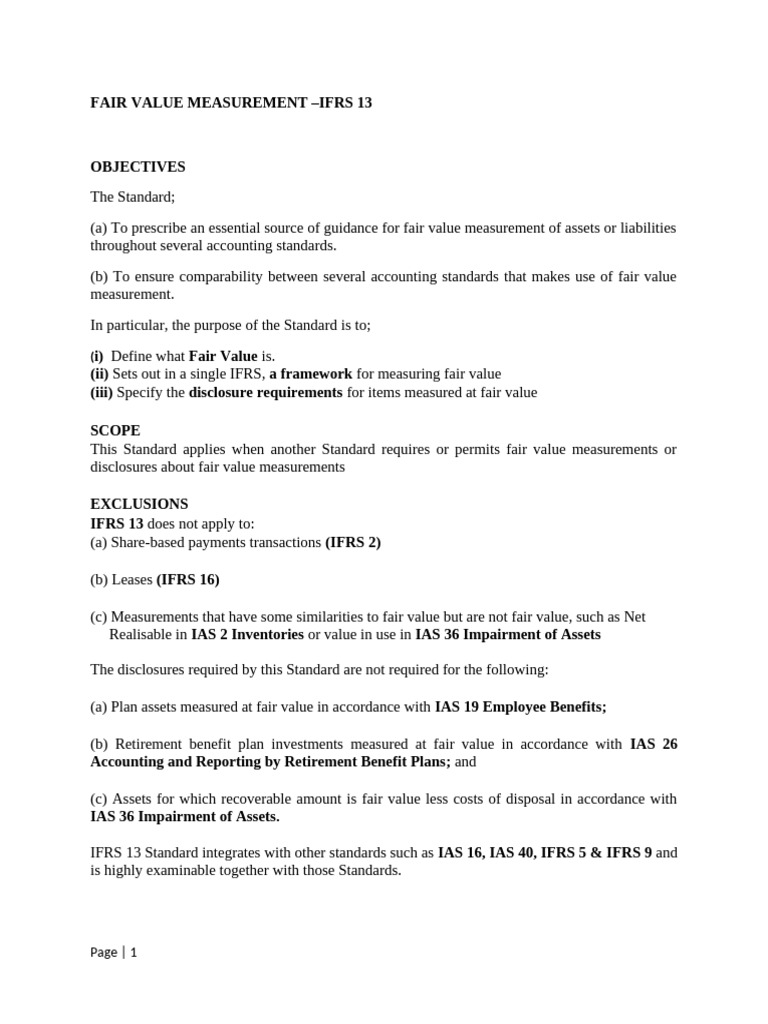IFRS 13 Fair Value Measurement Guide | PDF | Fair Value | Valuation ...