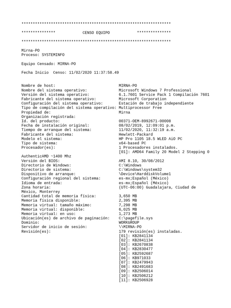 Mirna-Po Systeminfo 202002111137 | PDF | Computing | Computer Architecture