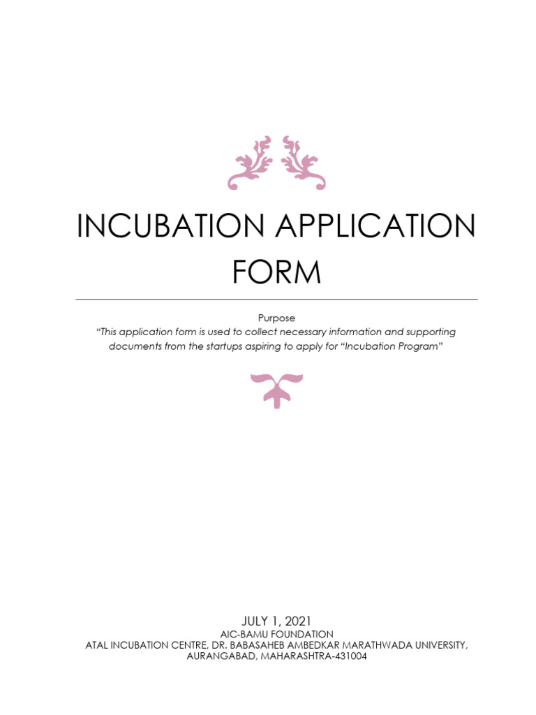 AIC BAMU Incubation Application - Draft | PDF | Startup Company | Small Business & Entrepreneurs
