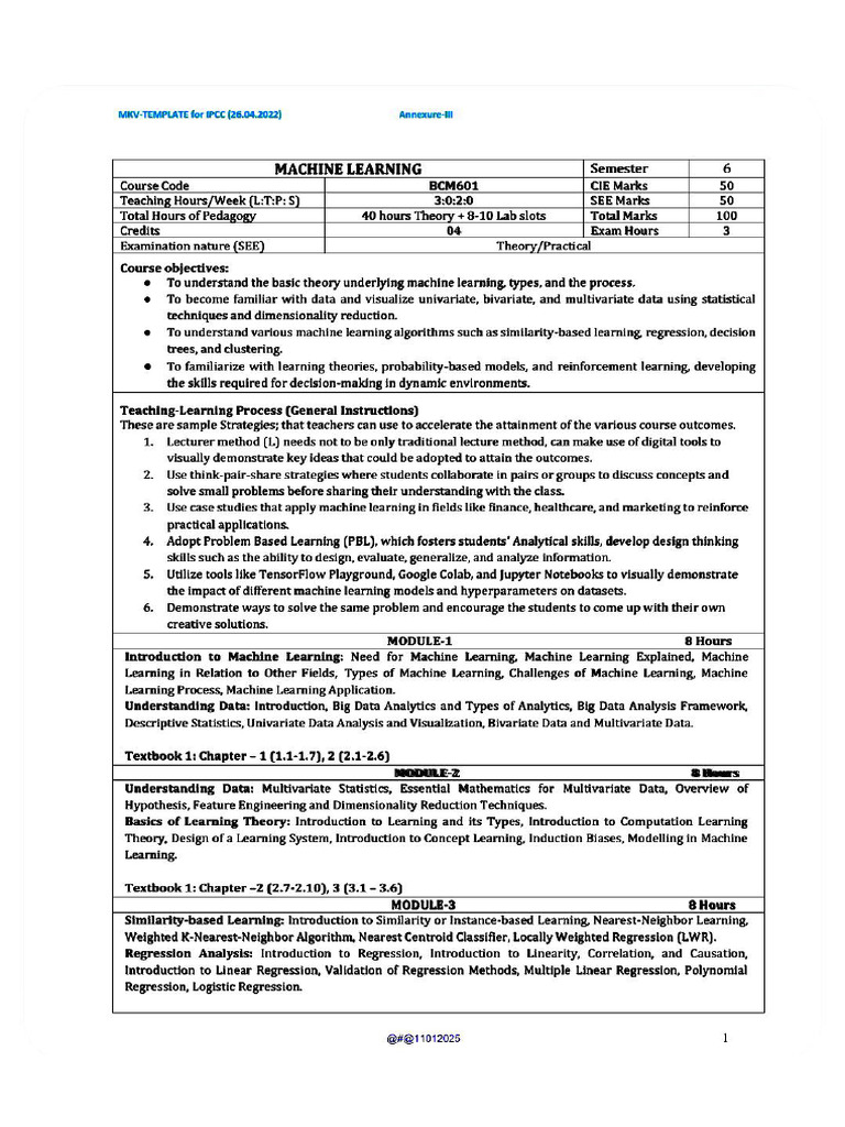 6th Sem Syllabus | PDF