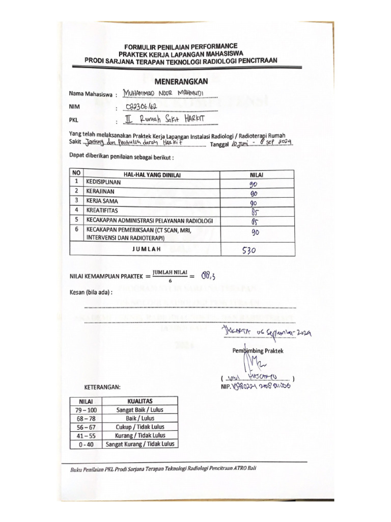 Formulir Penilaian Performance | PDF