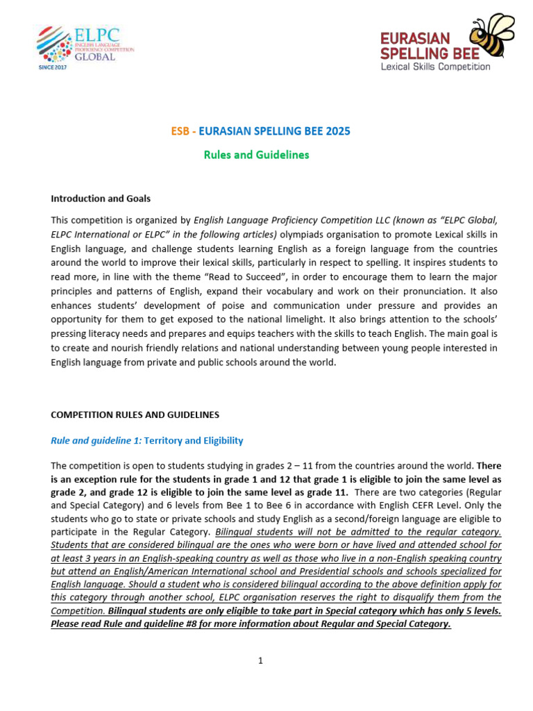 Rules and Guidelines - Esb 2025 | PDF | Linguistics | Human Communication