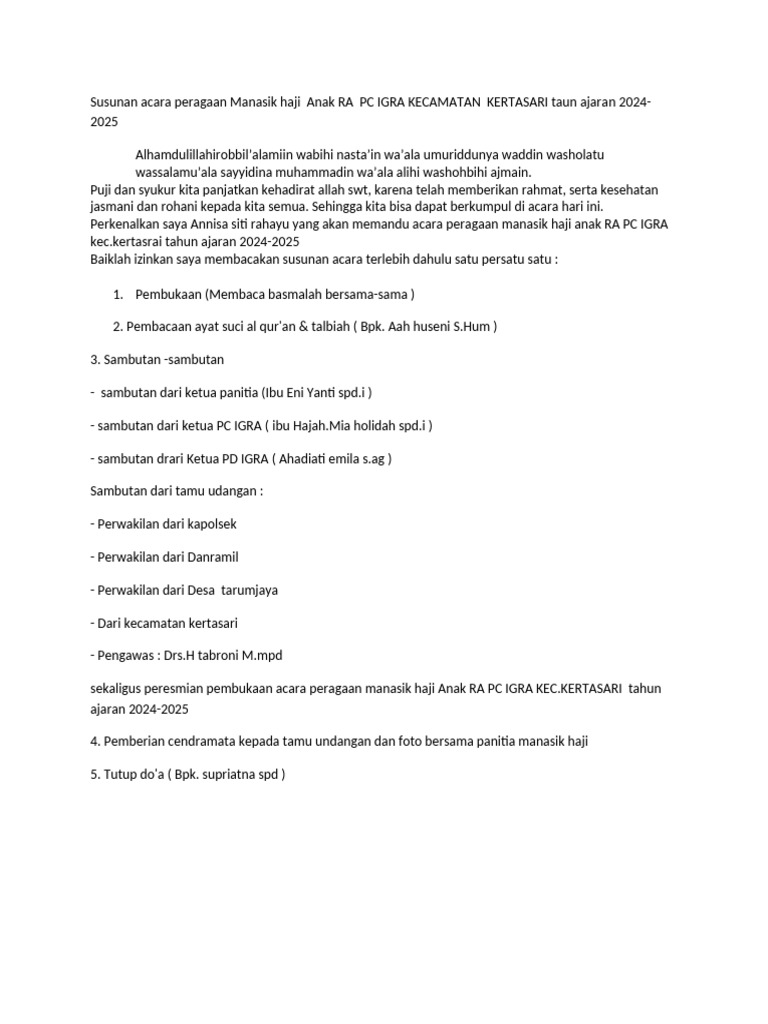 susunana acara manasik | PDF