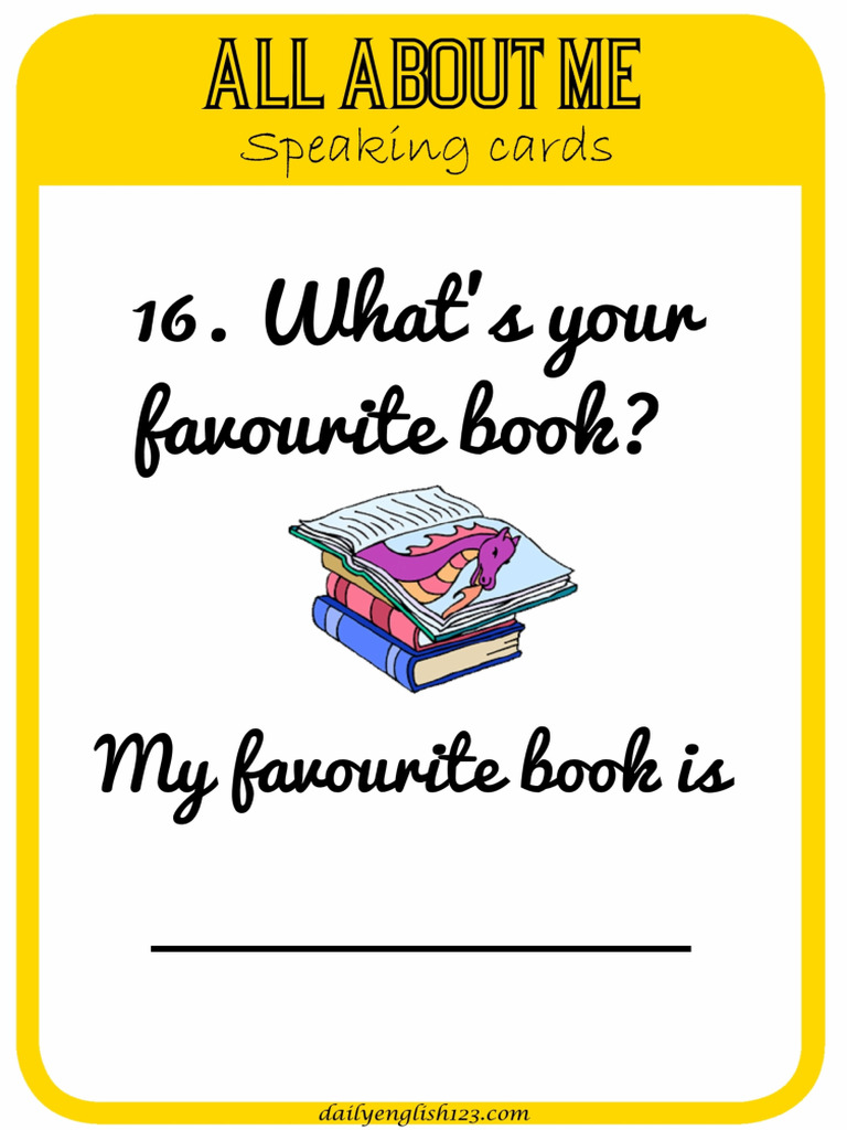 All About Me Speaking Card 016 | PDF