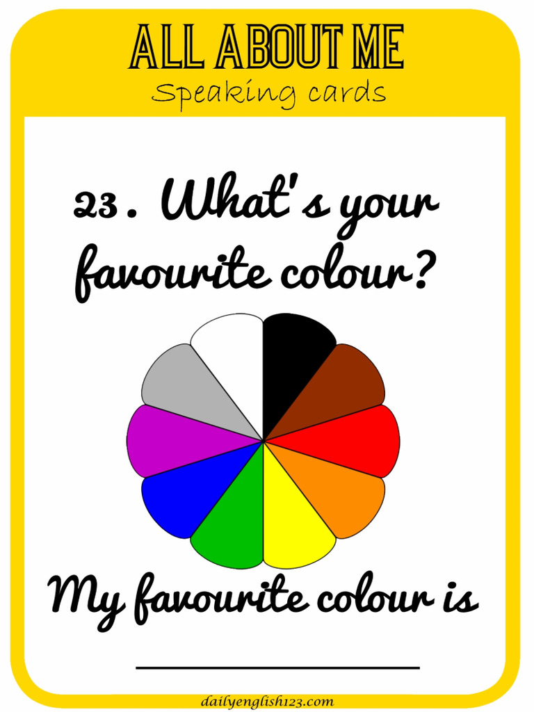 All About Me Speaking Card 023 | PDF
