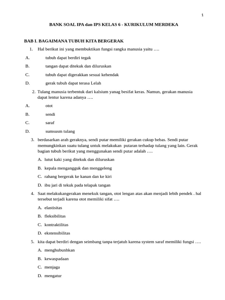 Bank Soal Ipa Dan Ips Kelas 6 | PDF