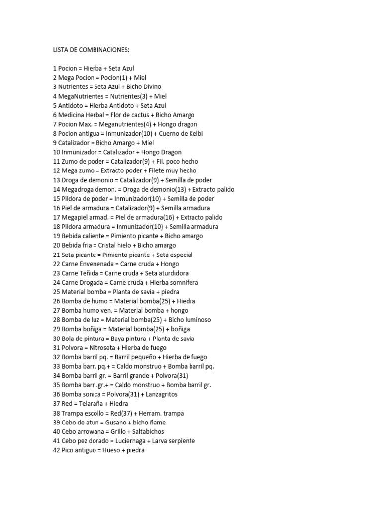 Lista de Combinaciones | PDF