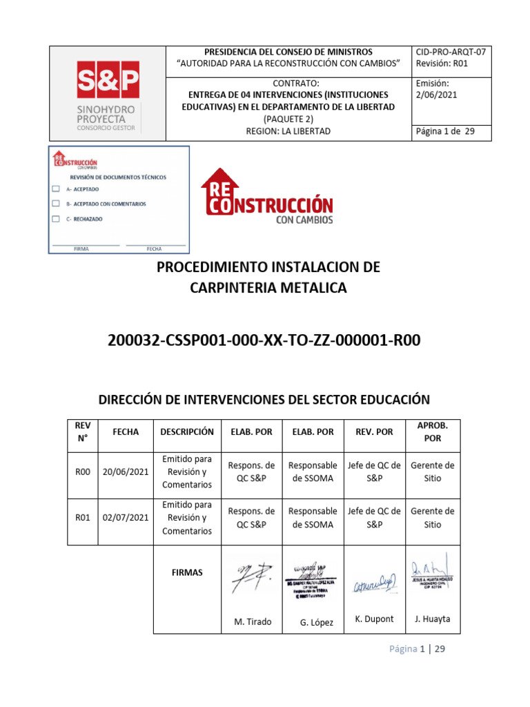 CID-PRO-ARQ - 09 Instalación de Carpinteria Metalica | PDF | Pintar | Sector secundario de la ...