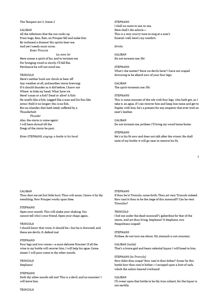 The Tempest Act 2, Scene 2 Analysis | PDF | The Tempest