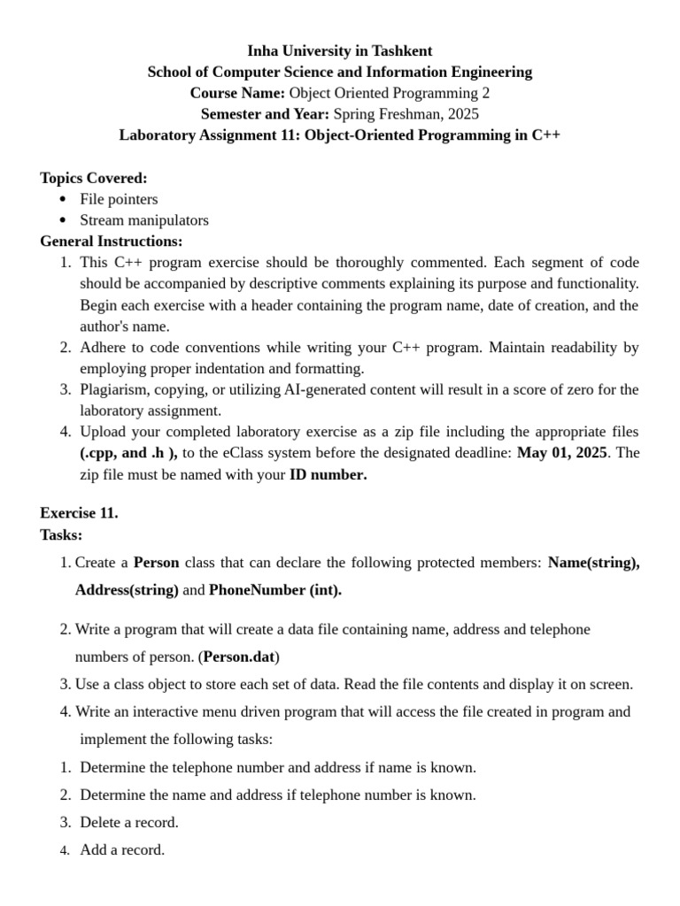 11 Laboratory Assignment OOP2 | PDF