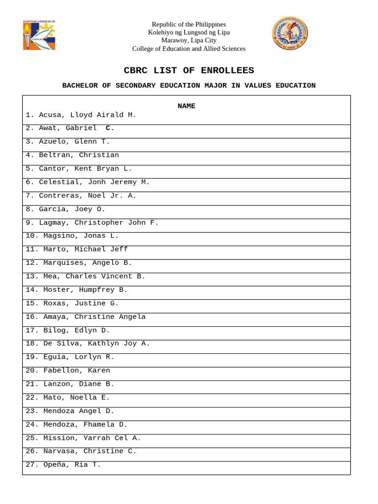 Values4a CBRC Enrollees | PDF