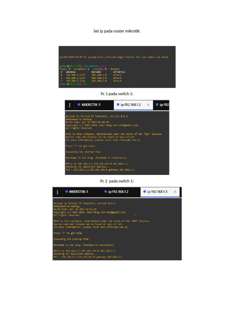 Panduan Set IP Router Mikrotik | PDF
