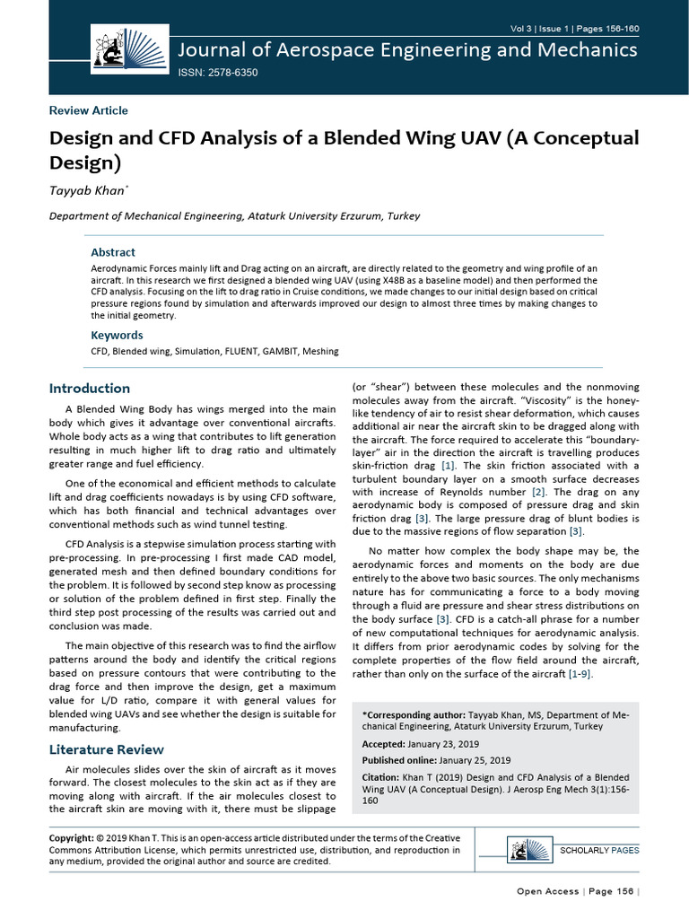 Design and CFD Analysis of A Blended Wing UAV A Co | PDF | Lift (Force ...