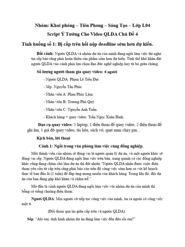 L04 - Script Quản Lý Dự Án L04 - Đạo Đức Và QLDA | PDF