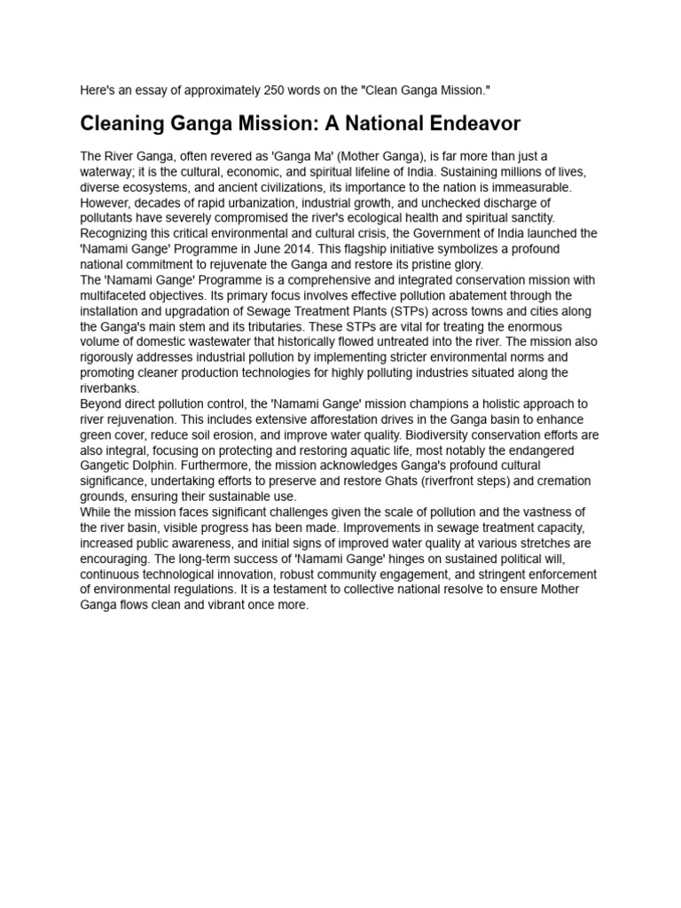 Clean Ganga Mission: A National Initiative | PDF | Water Pollution | Nature