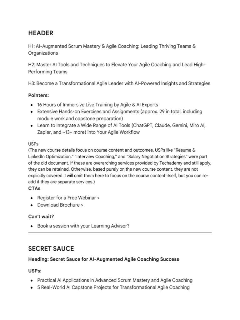 Generative AI For Scrum Masters Course Page Content V2.0 | PDF | Agile Software Development ...