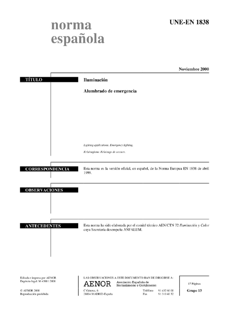 UNE-1383 Ilum - Emergencia 2000 | PDF