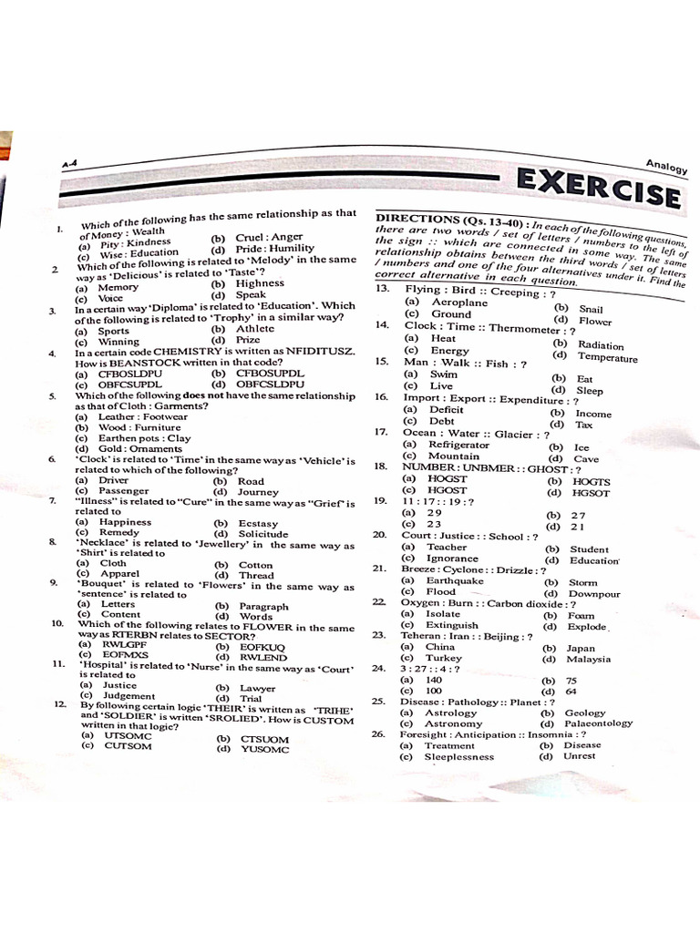 Reasoning Analogy Pdf