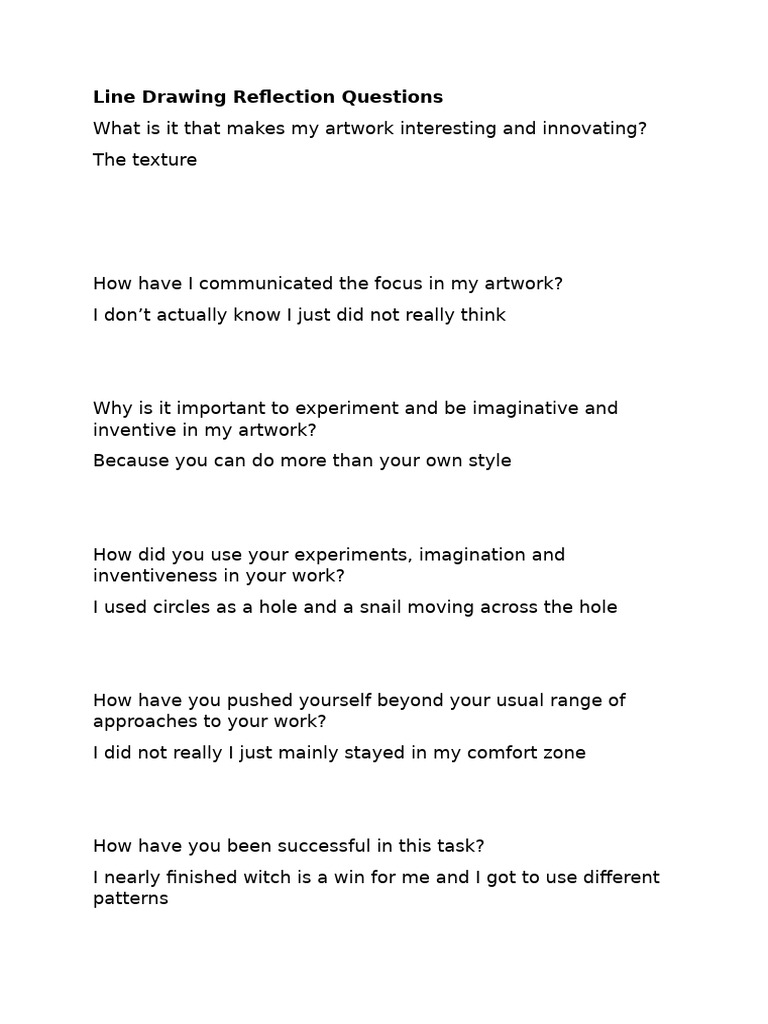 Line Drawing Reflection Questions | PDF