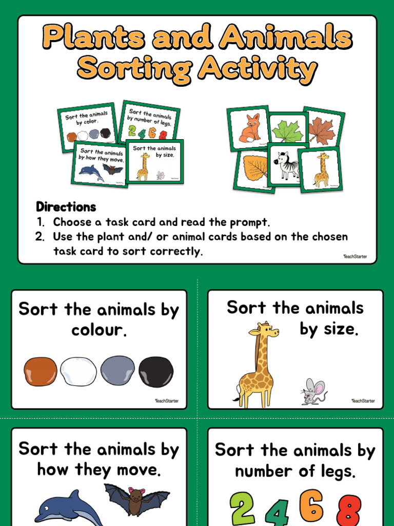 Plant and Animal Sort Task Cards Print Able PDF | PDF