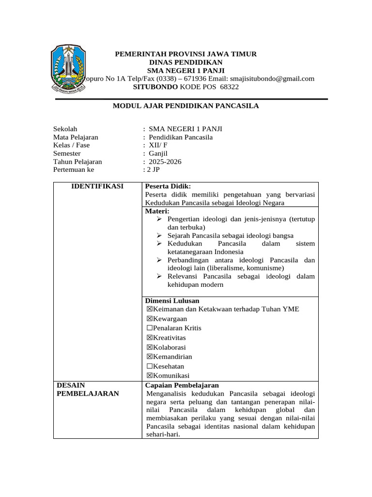 Rencana Plaksanaan Pembelajaran PP Erick KLS XII | PDF