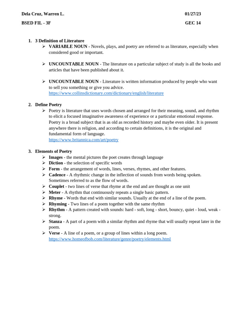 Understanding Literature and Poetry Elements | PDF
