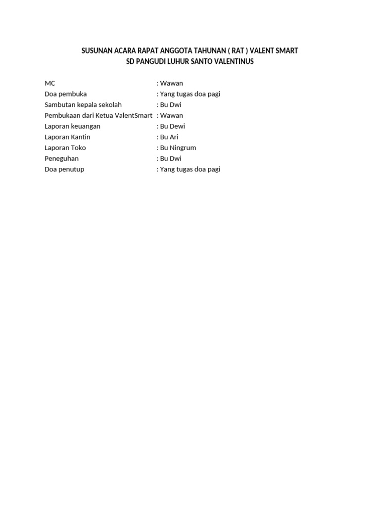 Susunan Acara Rapat Anggota Tahunan | PDF