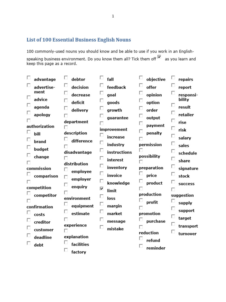 Essential Business English Vocabulary Guide | PDF | Employment | Business